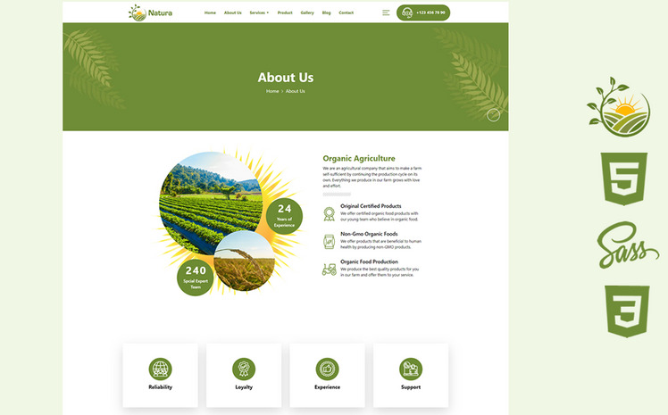 Natura - Agricultural Farm Html5 Css3 Theme Website Template #245982