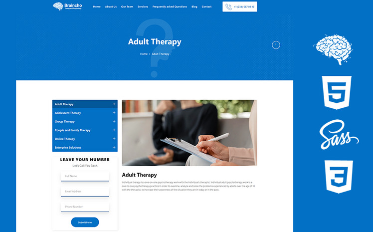 Braincho - Psychologist, Therapy and Psychological Counseling Html5 ...