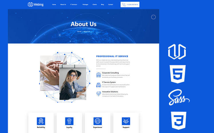 Webing - IT Solutions Html5 Css3 Theme Website Template #232360