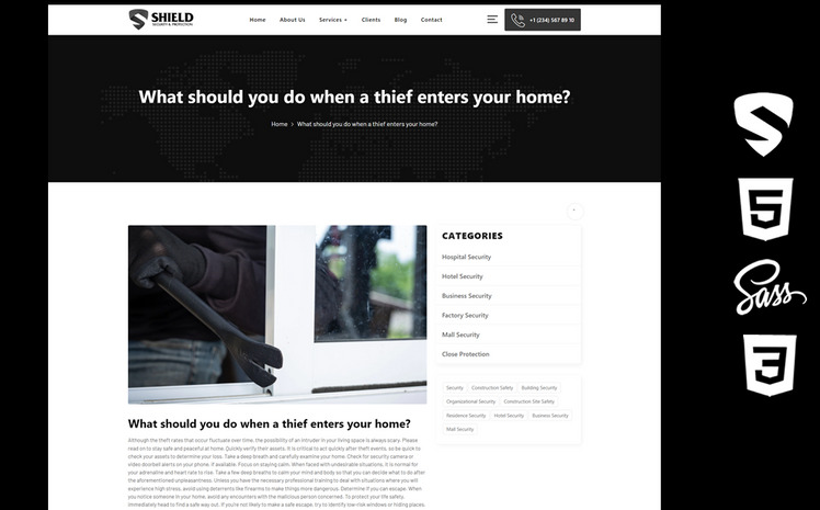 Shield - Security & Protection Service Html5 Css3 Theme Website ...