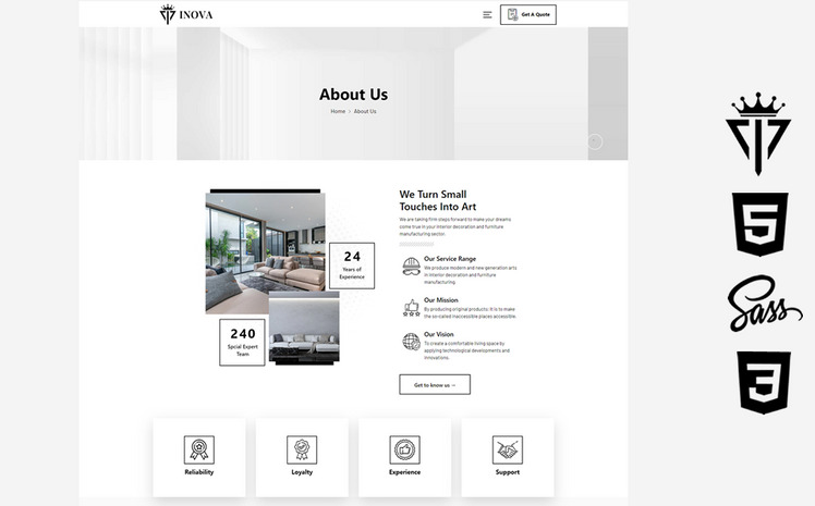 Inova - Interior & Furniture Manufacturing Html5 Css3 Theme Website ...