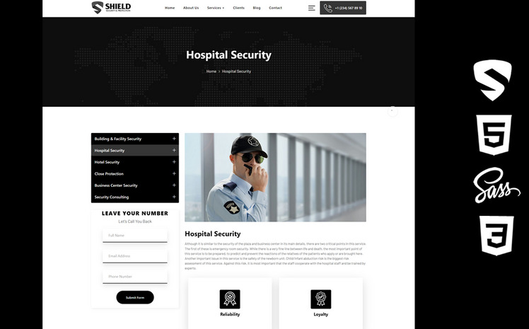 Shield - Security & Protection Service Html5 Css3 Theme Website ...