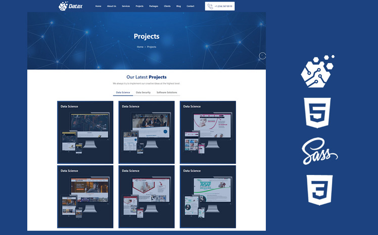 Datax - Data Science & Machine Learning Html5 Css3 Theme Website Template #233468