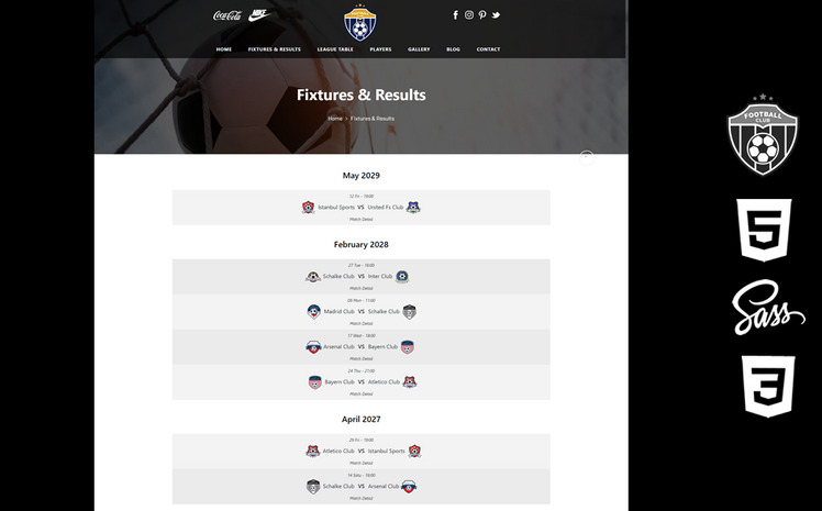 Football Club - Sport Clubs Html5 Css3 Theme Website Template #243250