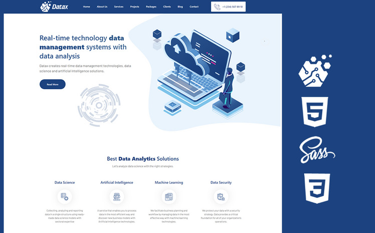 Datax - Data Science & Machine Learning Html5 Css3 Theme Website Template #233468