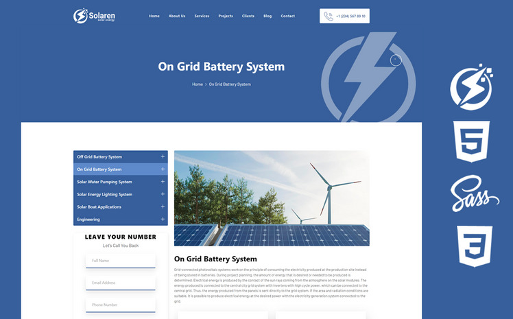 Solaren - Solar Energy Html5 Css3 Theme Website Template #235684