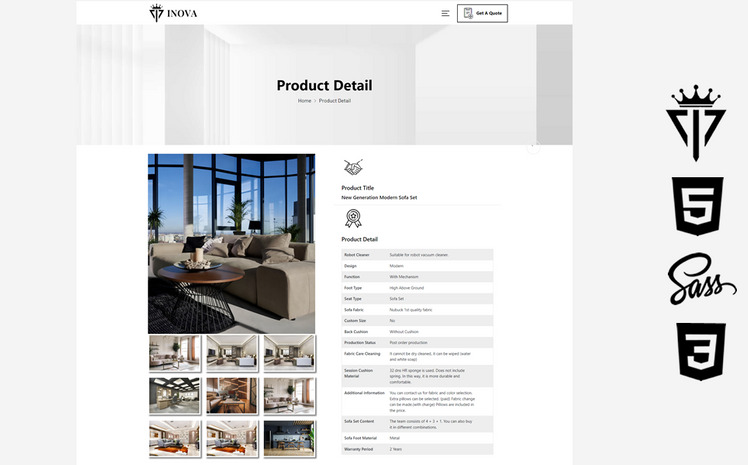 Inova - Interior & Furniture Manufacturing Html5 Css3 Theme Website ...