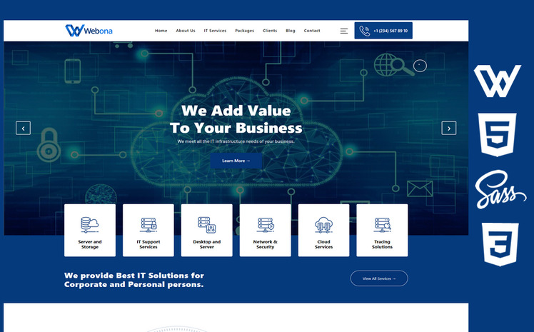 Webona - IT Solutions Html5 Css3 Theme Website Template #243582