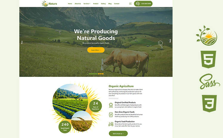 Natura - Agricultural Farm Html5 Css3 Theme Website Template #245982