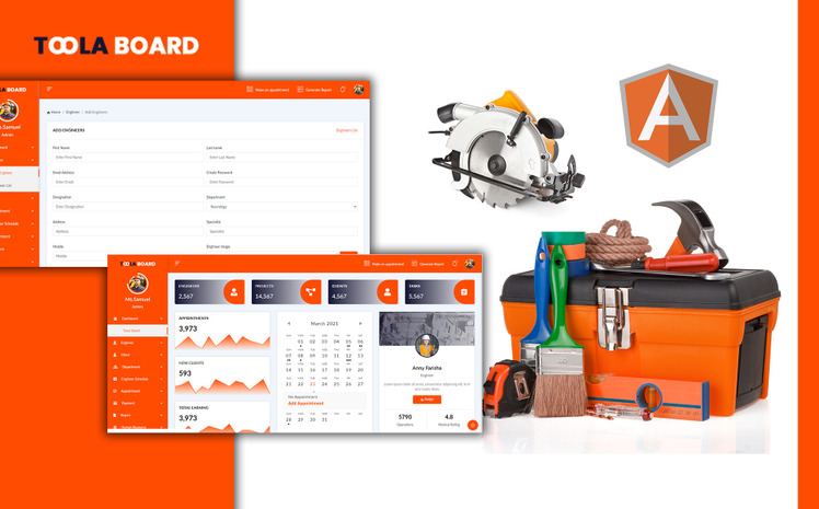 Toola Board - Engineering Dashboard Angular Website template #195088