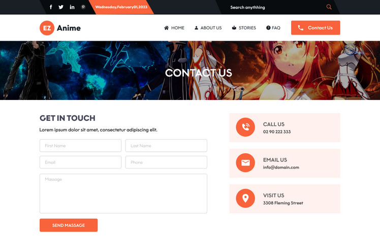 EZAnime A Blog and news Anime Responsive Elementor wordpress theme #339517