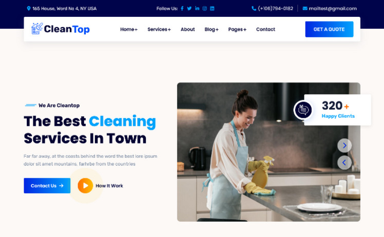 CleanTop - Cleaning Service HTML Template #315289