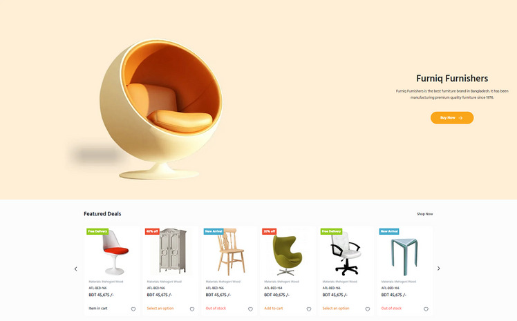 FURNIQ - A Responsive Furniture Ecommerce Website HTML Template #348848