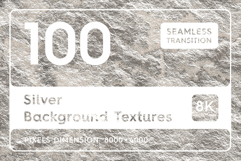 100 Silver Textures. Seamless Transition. Background