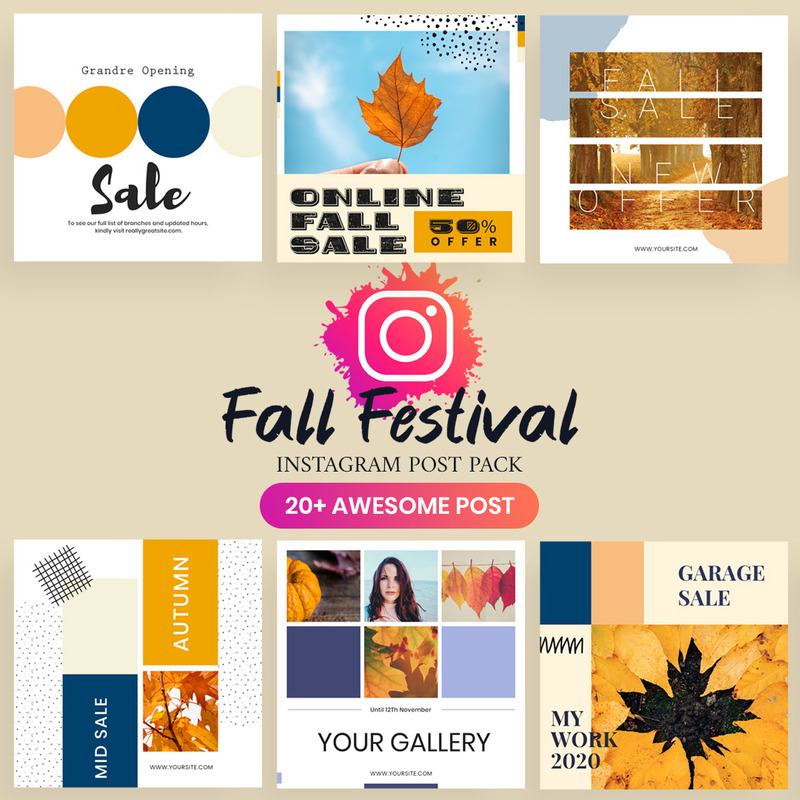 Autumn Fall Festival Instagram Posts Social Media Template