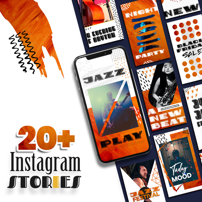 Jazz Music Festival Instagram Stories Social Media Template