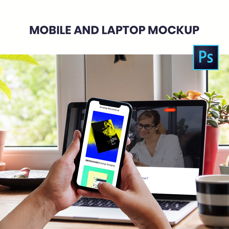 Mobile and Laptop product mockup #145137 - TemplateMonster