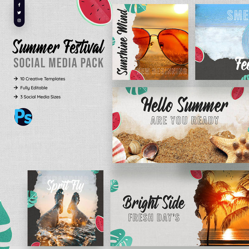 Summer Social Media Template #145191 - TemplateMonster