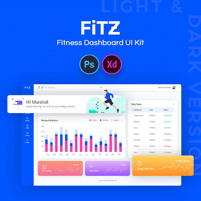 Fitz : Fitness Dashboard UI Elements - TemplateMonster