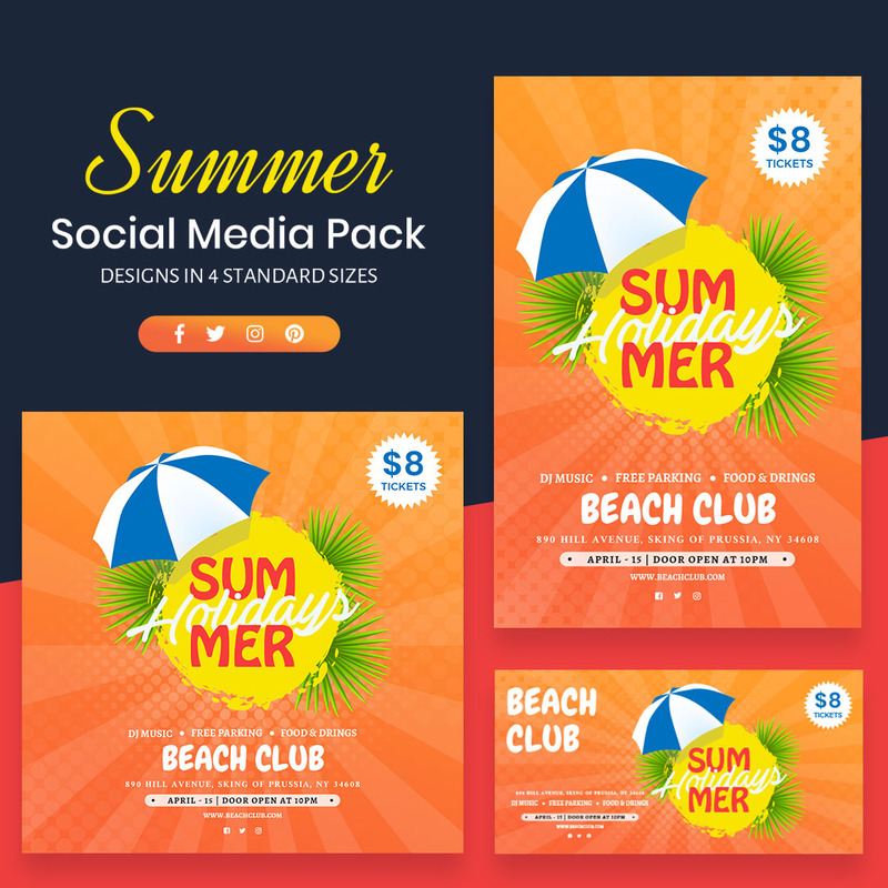 Summer Social Media Template #154535 - TemplateMonster