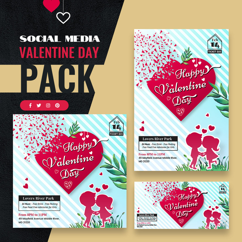 Valentines Day Social Media Template - TemplateMonster