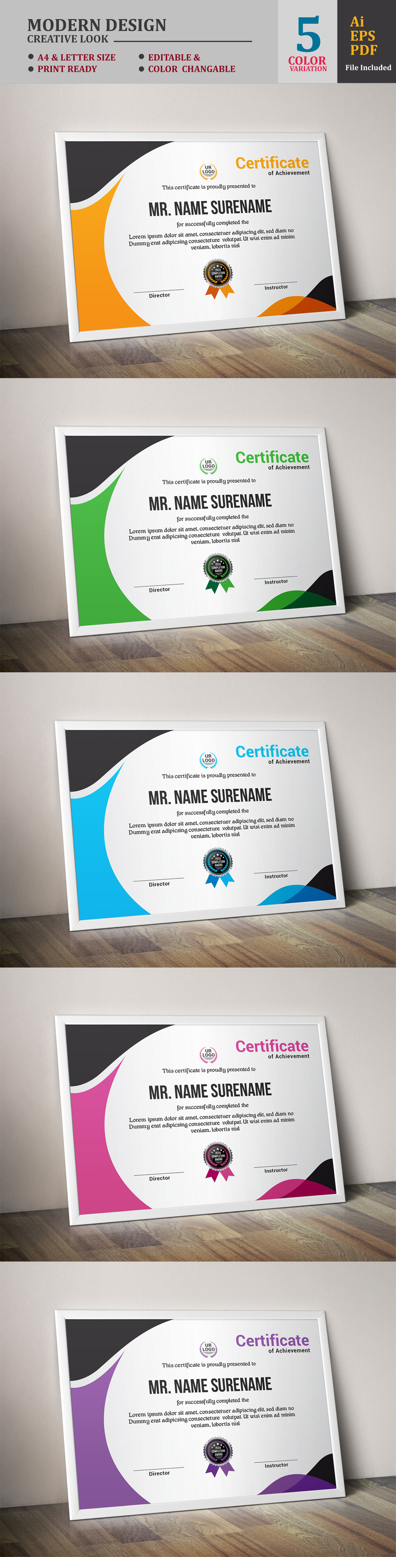 Wave Certificate Template #89051 - TemplateMonster