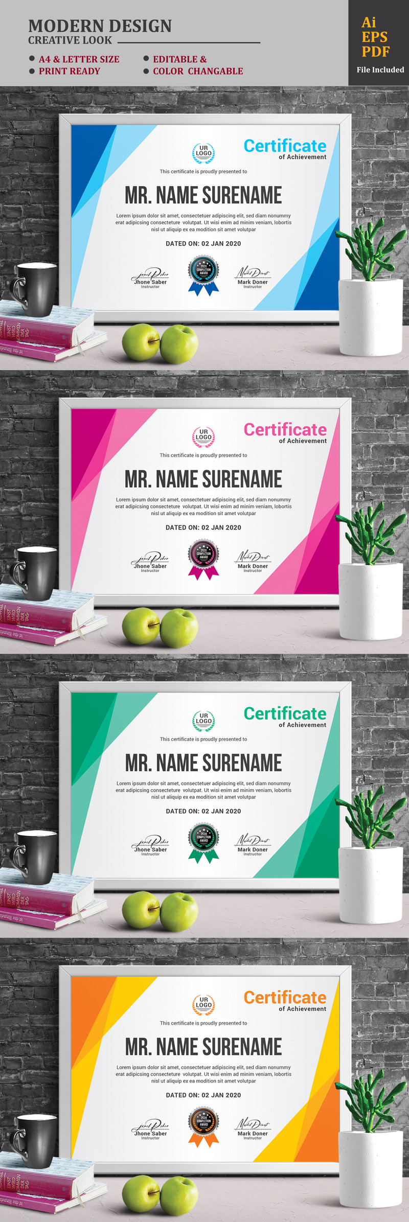 Polygon Triangle Shape Certificate Template - TemplateMonster