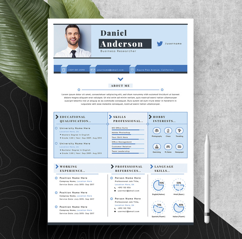 Modern & Creative Editable Cv Resume Template Ms Word Apple Pages Format