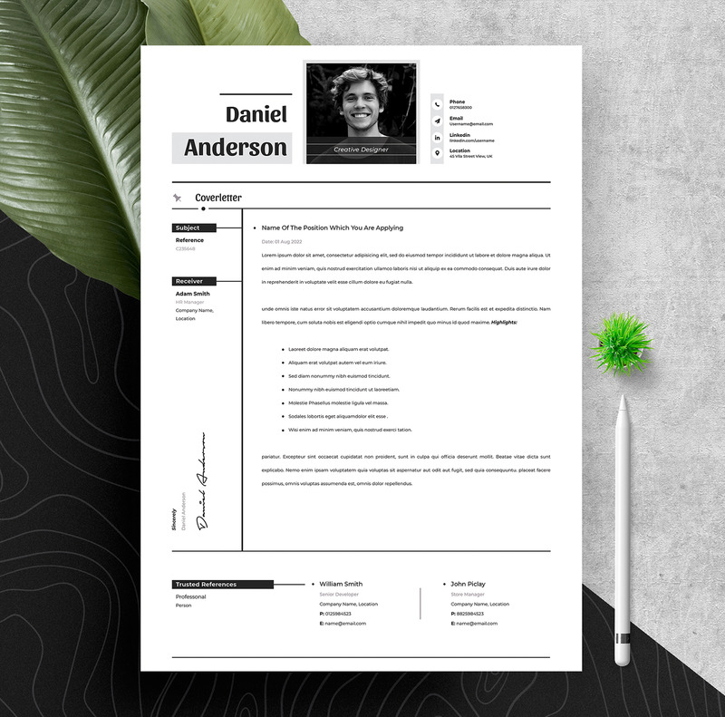 Clean & Professional Cv Resume Template Word Apple Pages Format
