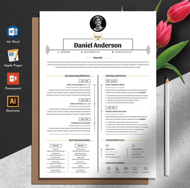 Clean Editable Word Apple Pages Cv Resume Template