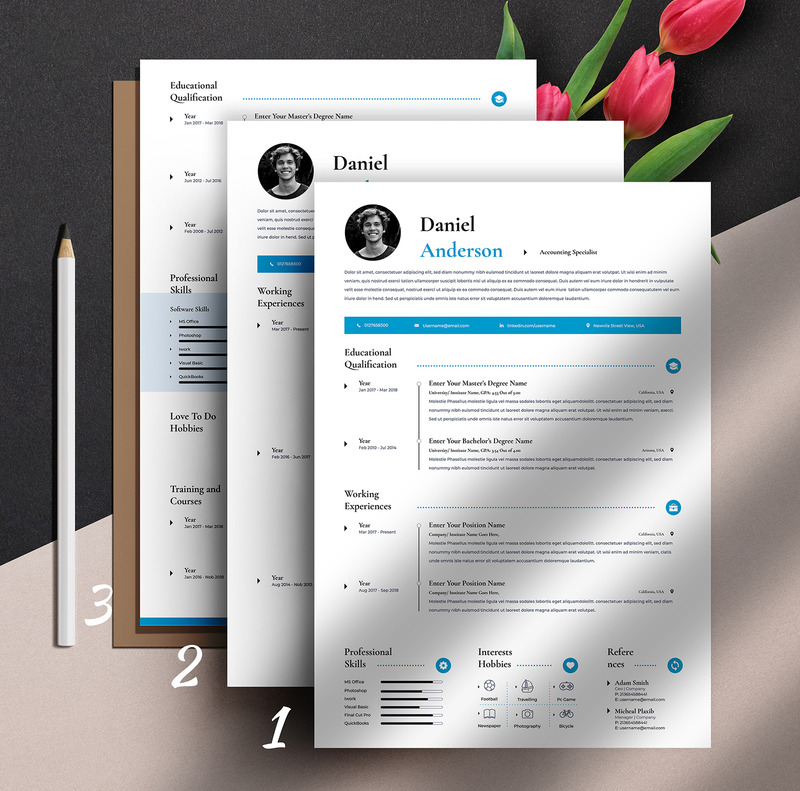 Free Clean & Professional Editable Word Apple Pages CV Resume Template
