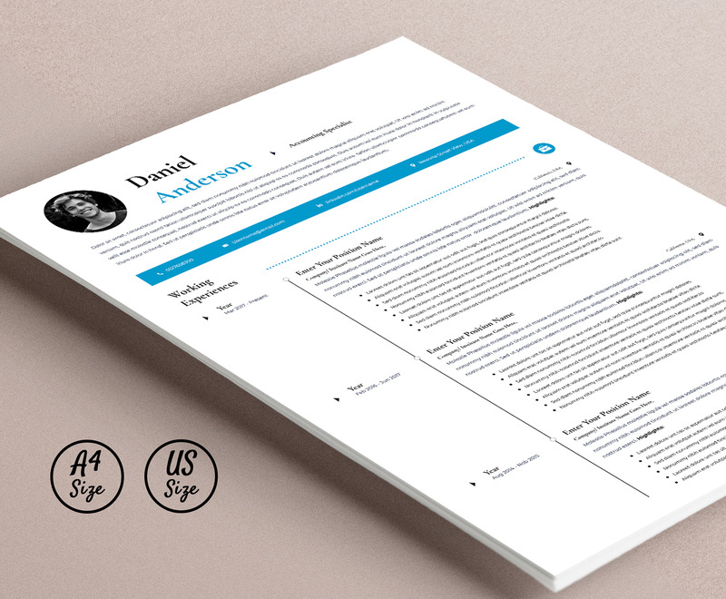 Free Clean & Professional Editable Word Apple Pages CV Resume Template