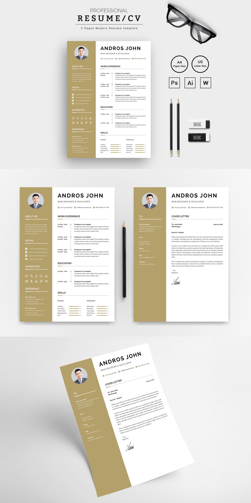 Andros John Word Resume Template #71850 - TemplateMonster