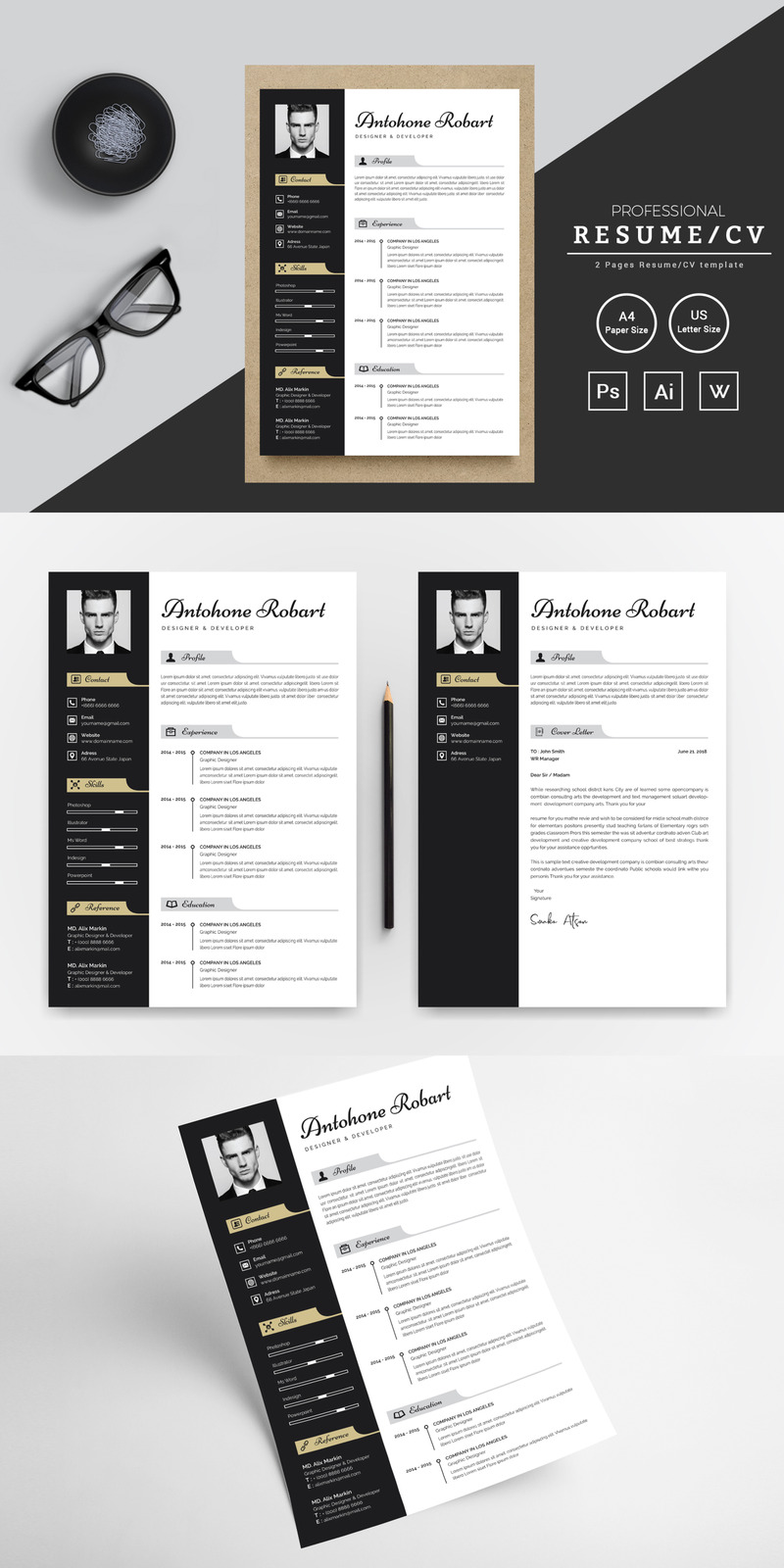 Antohone Robert Resume Template #80978 - TemplateMonster