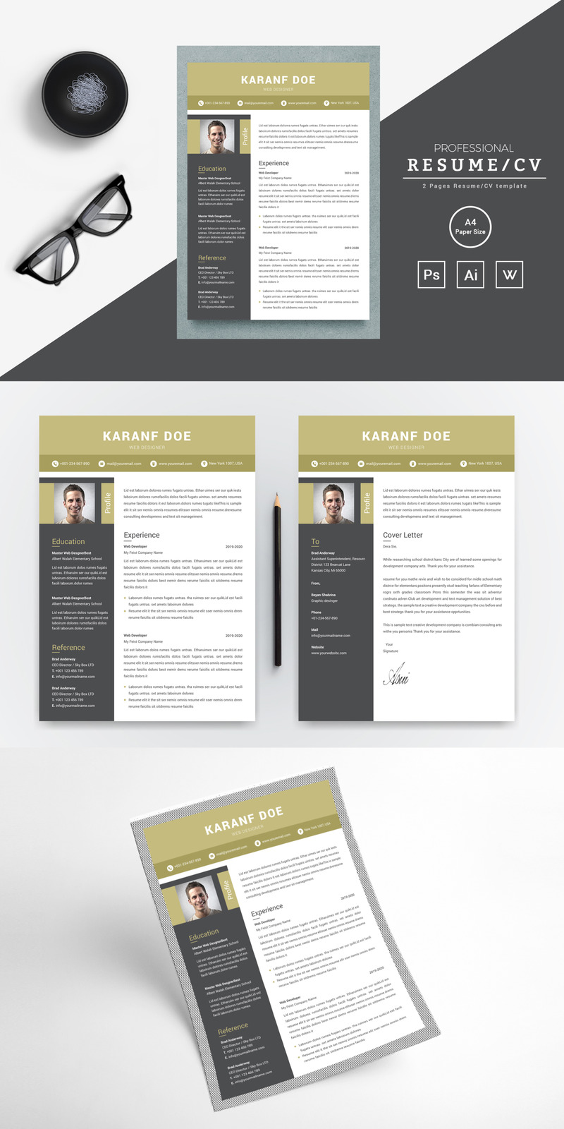 Karanf Doe Word Resume Template #81356 - TemplateMonster