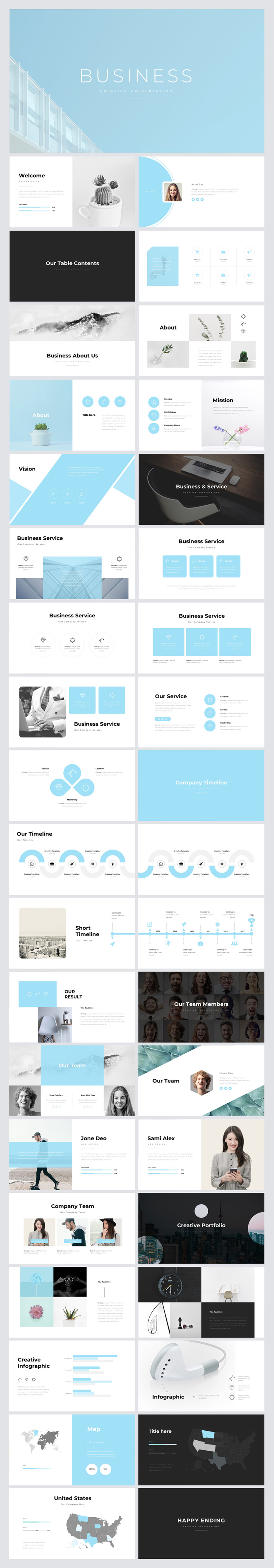Clean Business Presentation PowerPoint template