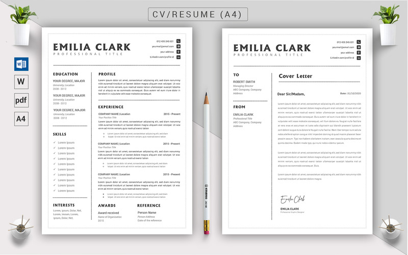 Emilia Clark - CV & Resume Template - TemplateMonster