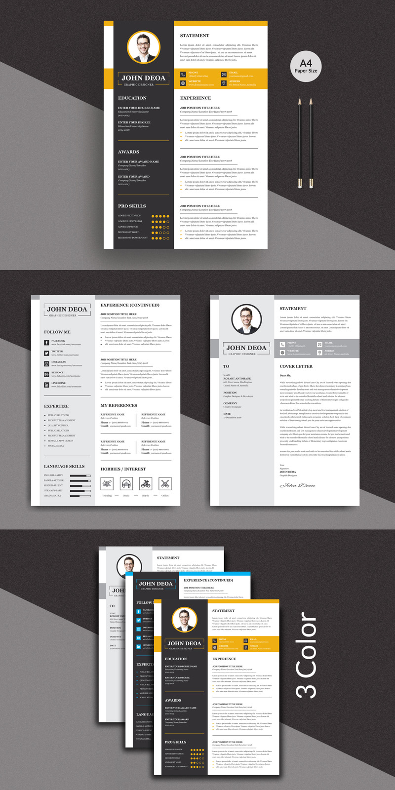 John 3 Pages Modern Resume Template #90720 - TemplateMonster
