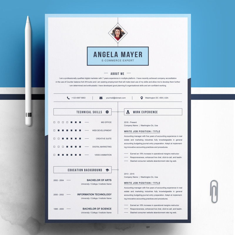 Angela Mayer Resume Template #78202 - TemplateMonster
