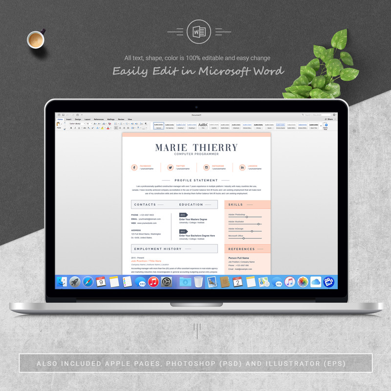 Marie Resume Template #79263 - TemplateMonster