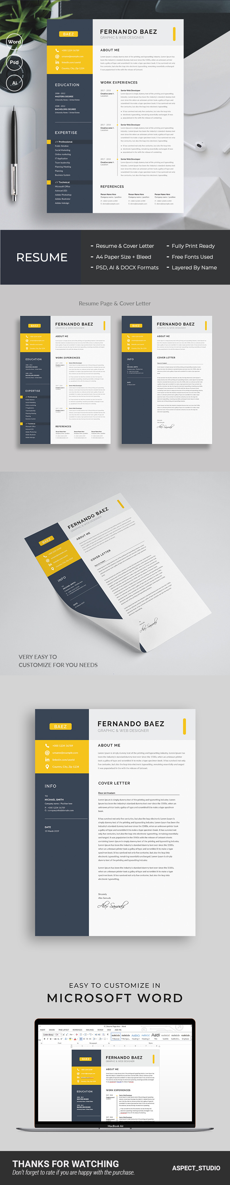 Fernando Baez CV Resume Template #108967 - TemplateMonster