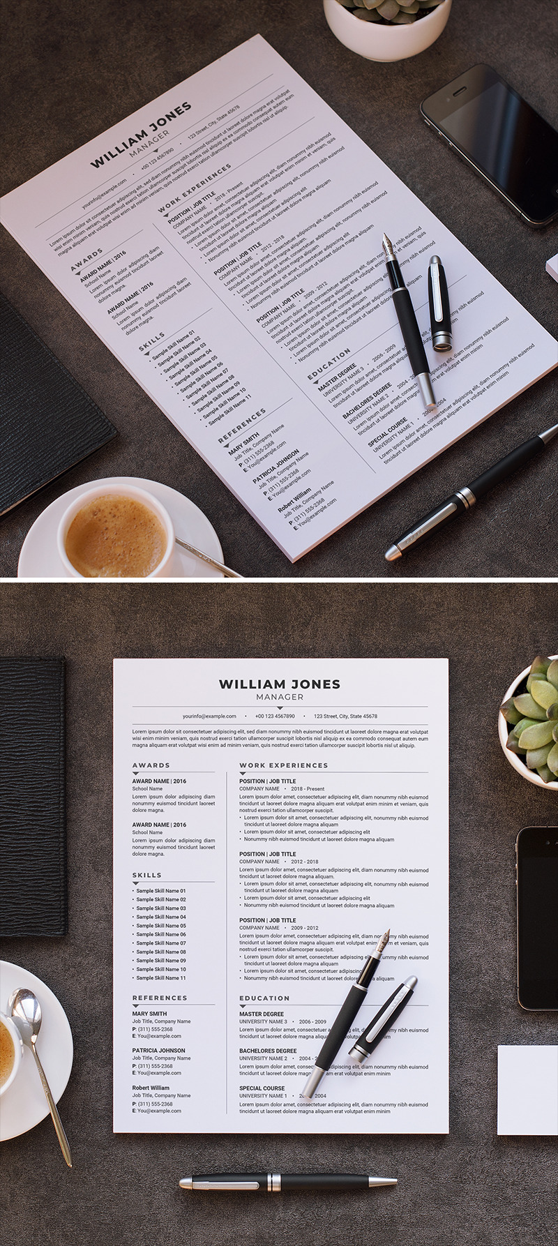 Minimal Layout Resume Template #151663 - TemplateMonster