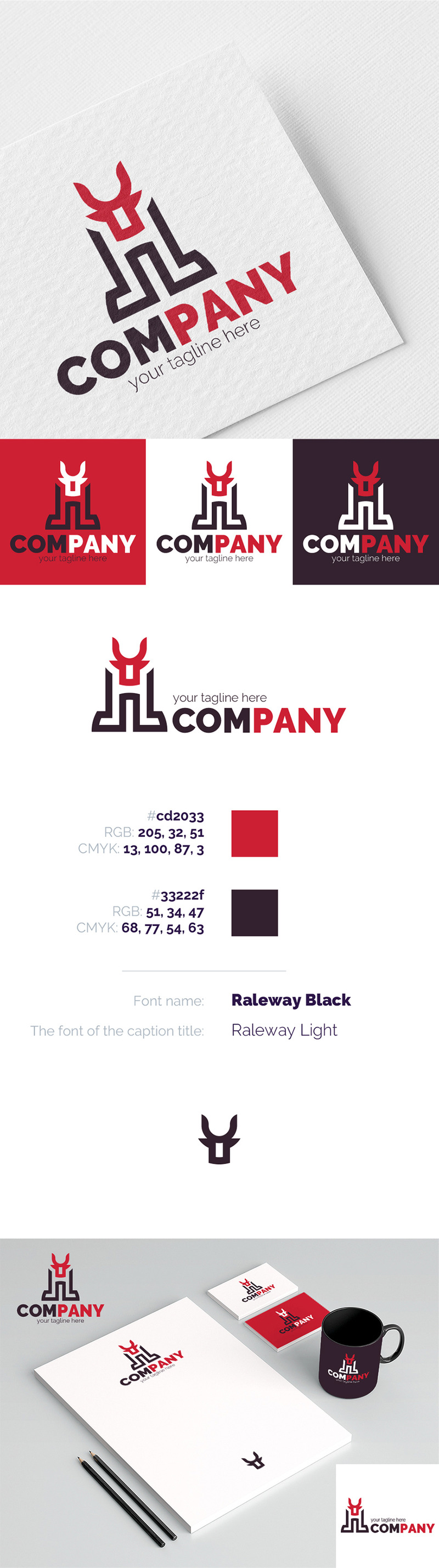 Letter H + Bull Logo Template #110727 - TemplateMonster