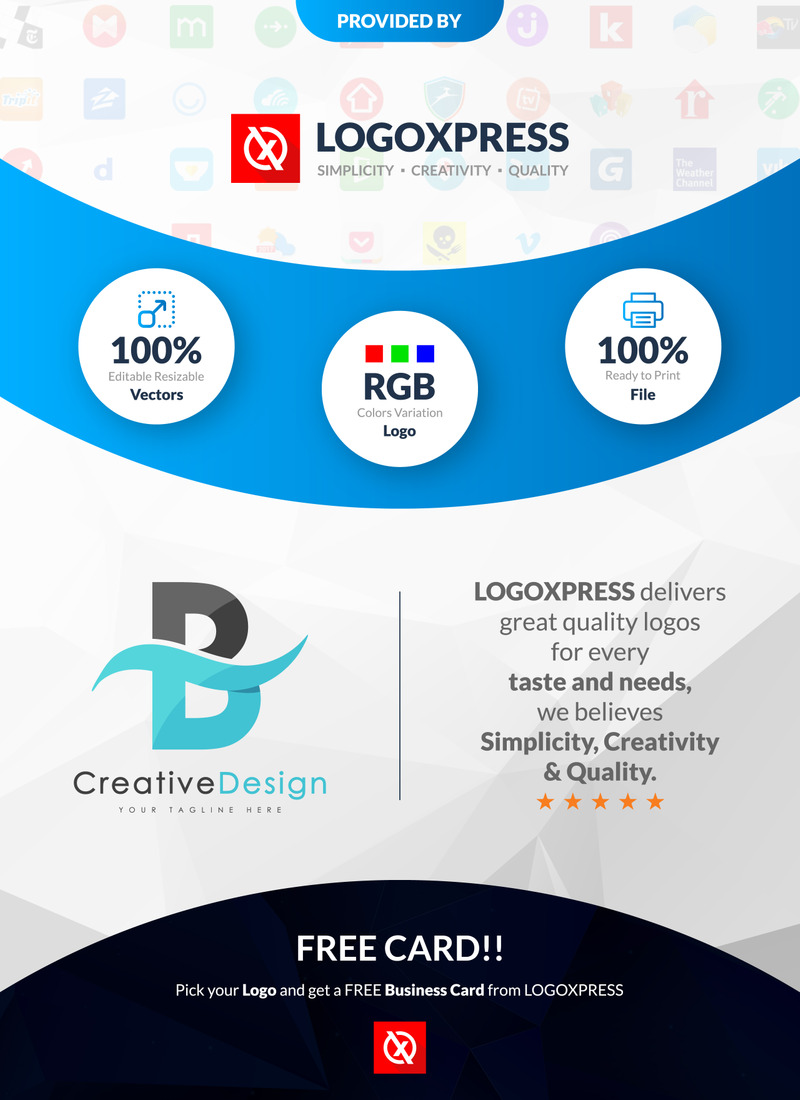 Creative Brand B Letter Blue Wave Vol-02 Logo Design