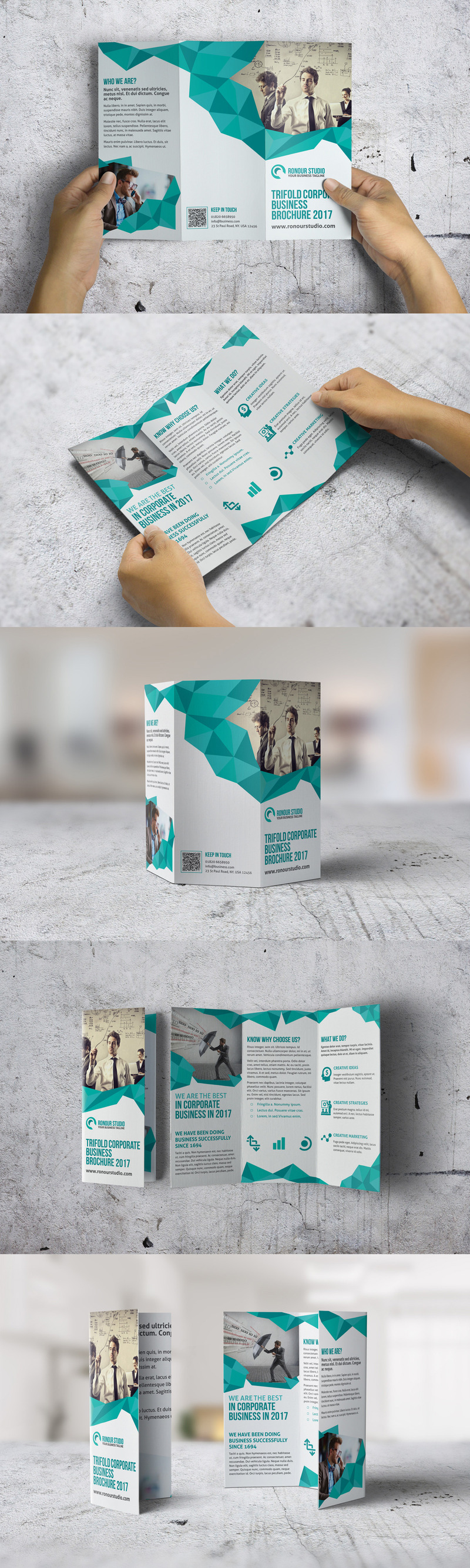 Plantilla de folleto tríptico de identidad corporativa de Indesign