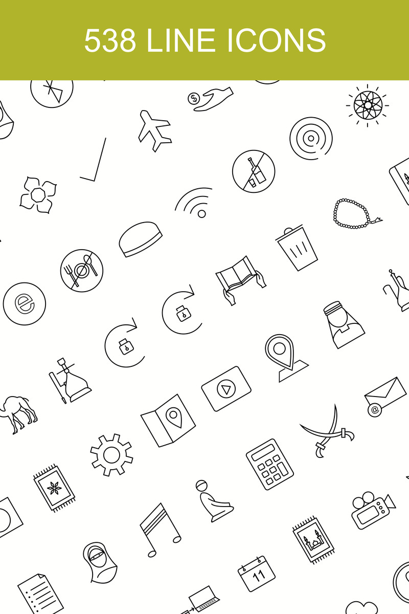 538 Line with 15 Multiple Categories Icon Set