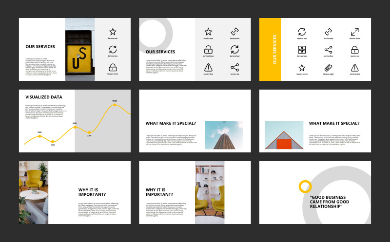 Yellow Presentation PowerPoint template - TemplateMonster