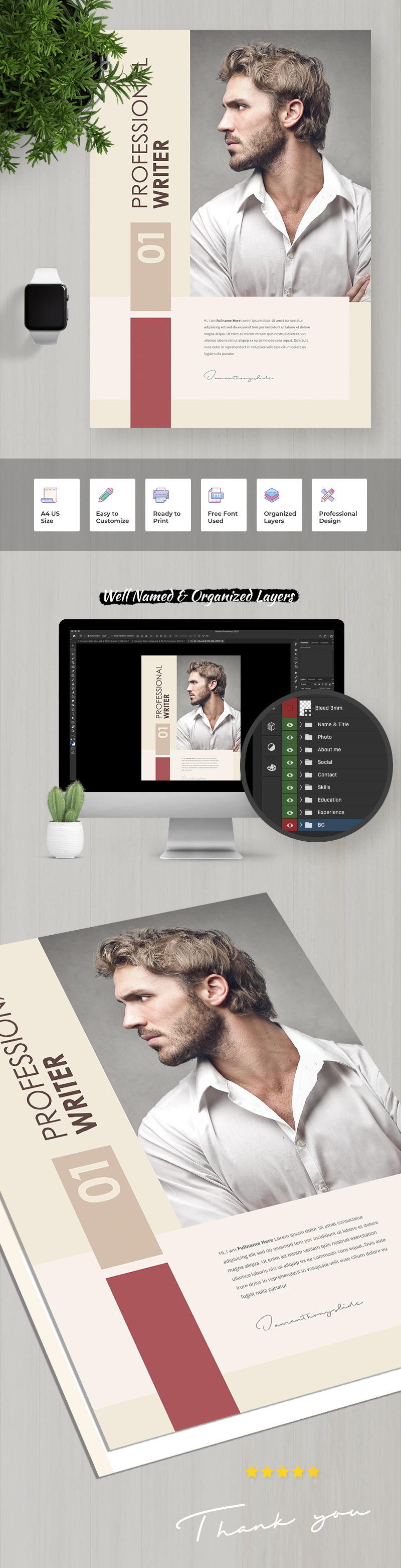 Thomas Levi | Professional Writer Resume Template