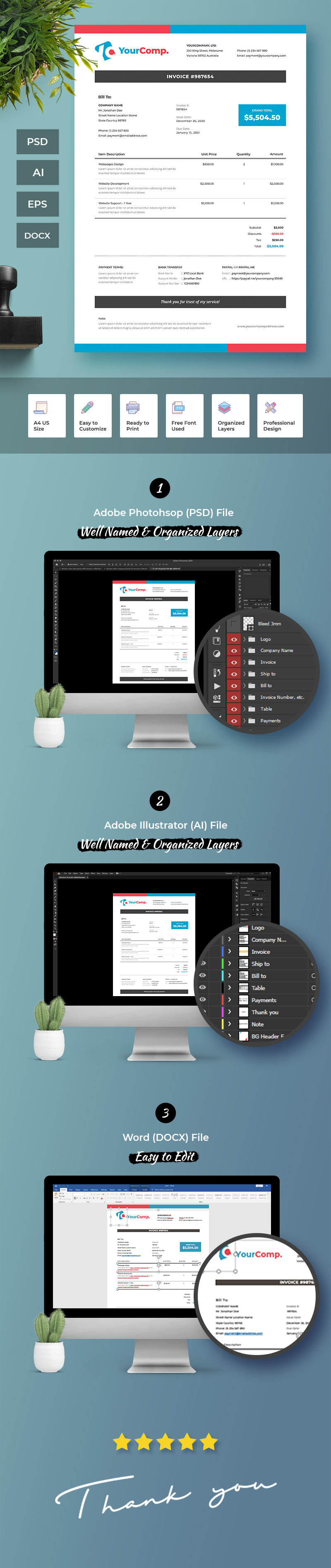Professional and Clean Invoice - Corporate Identity Template