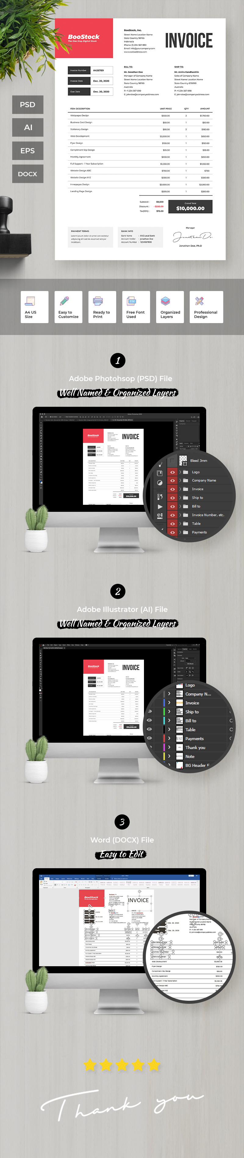 Professional and Clean Invoice - Corporate Identity Template